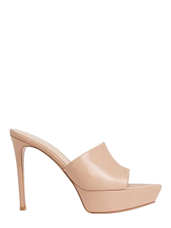 GIANVITO ROSSI Leather Platform Mules - Blush