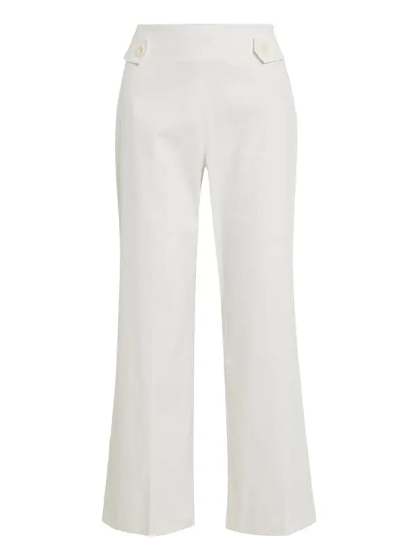 Max Mara Button-detailed Stretch-cotton Twill Straight-leg Pants - White