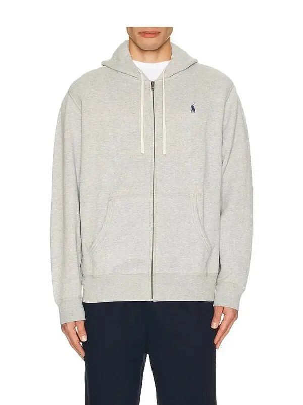 Polo Ralph Lauren Full Zip Hoodie With Logo Detail - Grey