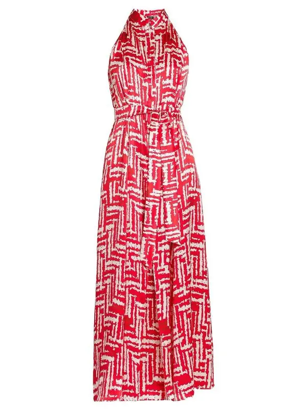 Kiton Printed Silk Sleeveless Midi-dress - Red