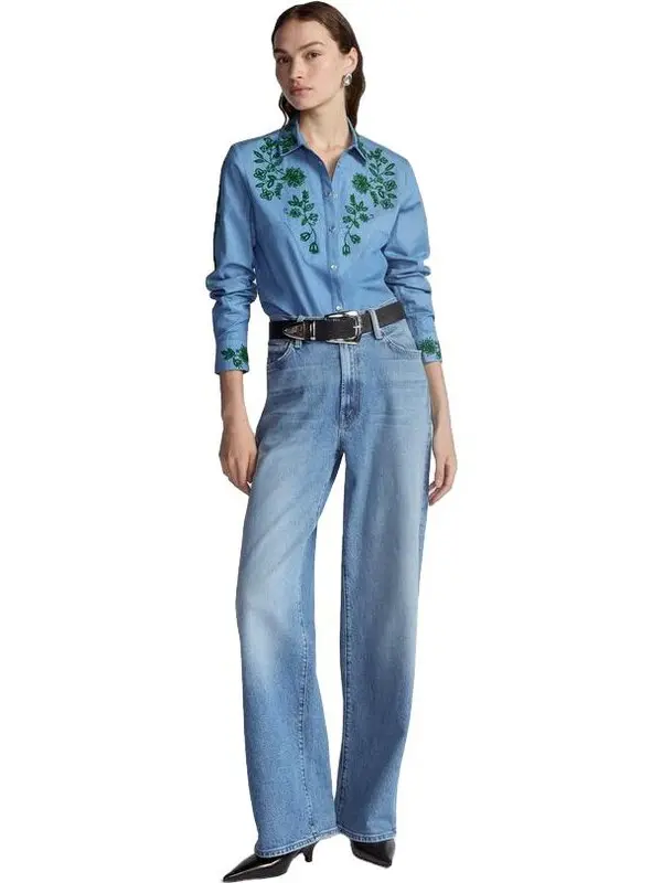 Lela Rose Seed Bead Ranch Shirt - Floral