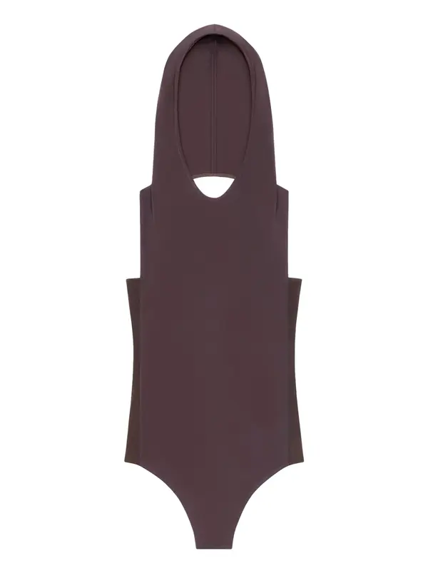 COURREGES Illusion Hooded Bodysuit - Brown