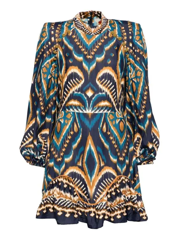 Farm Rio Raglan Mini Dress - Blue