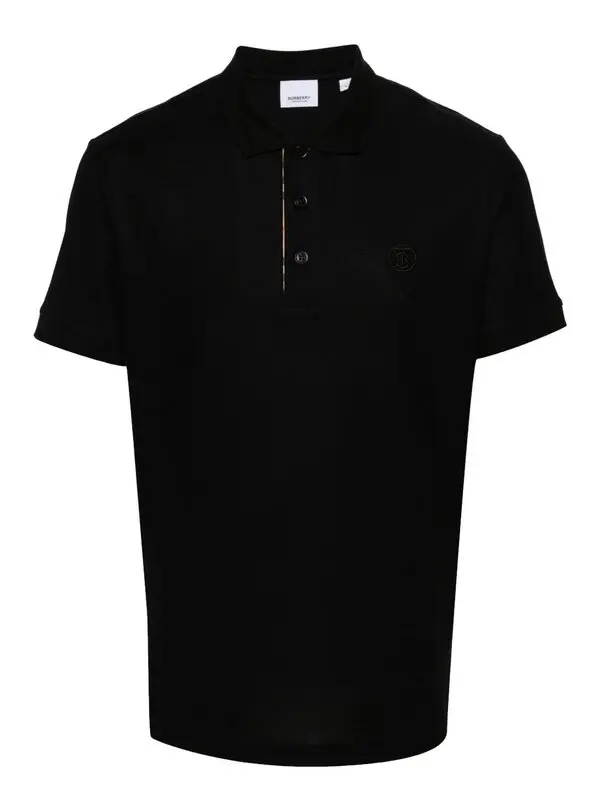 Burberry Logo-embroidered Piqué Polo Shirt - Black