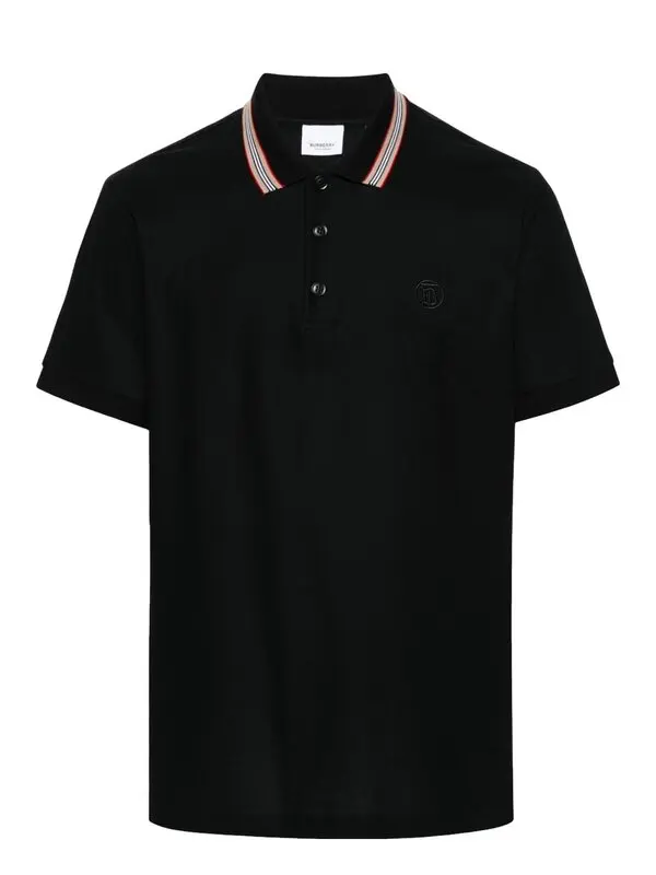 Burberry Icon Stripe Cotton Polo Shirt - Black