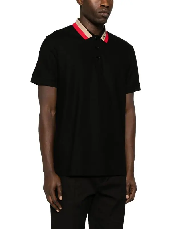 Burberry Contrasting-collar Cotton Polo Shirt - Black