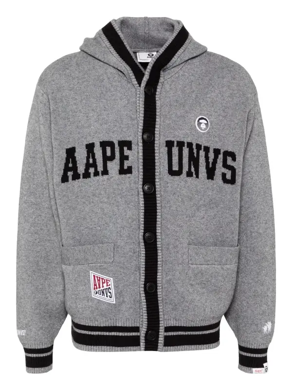 AAPE BY *A BATHING APE® Intarsia-knit Logo Cardigan - Grey
