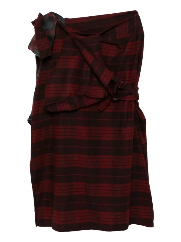 Yohji Yamamoto Plaid Asymmetric Skirt - Red