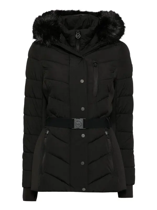 Michael Kors Faux Fur-trimmed Scuba Coat - Black