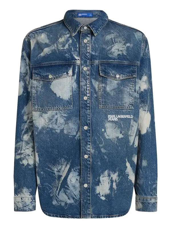Karl Lagerfeld Bleached Recycled-cotton Shirt - Blue
