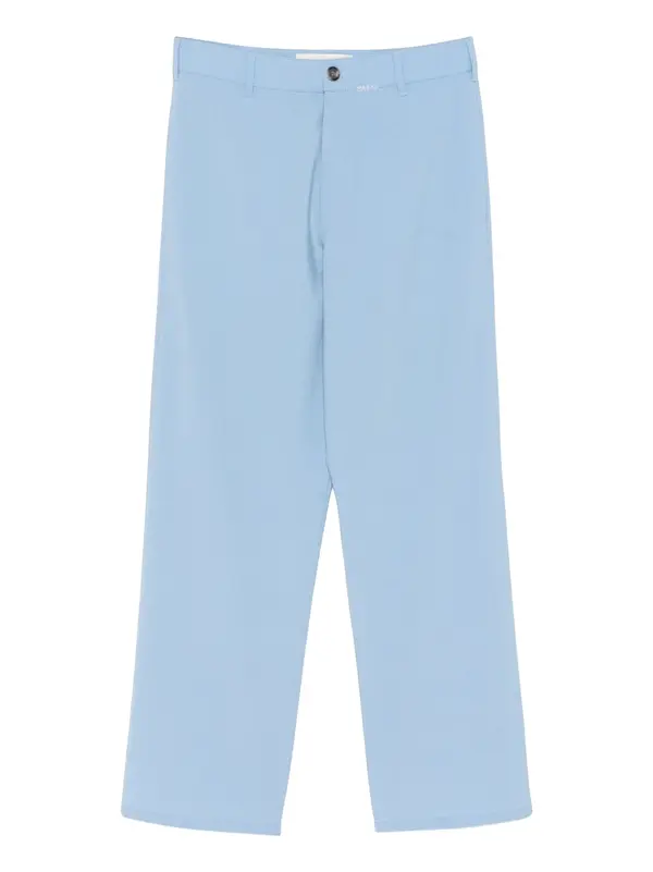 Marni Mending-logo Straight-leg Trousers - Blue