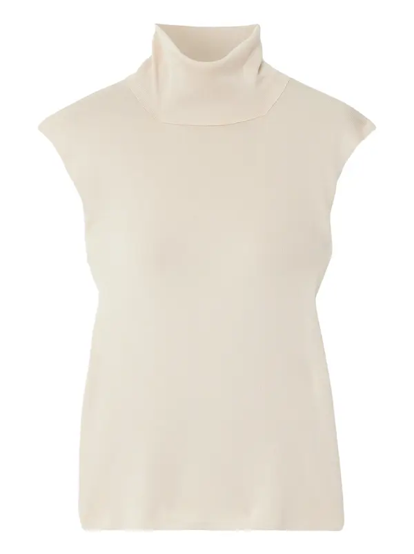 Loro Piana Lyskamm Silk Turtleneck Top - Cream