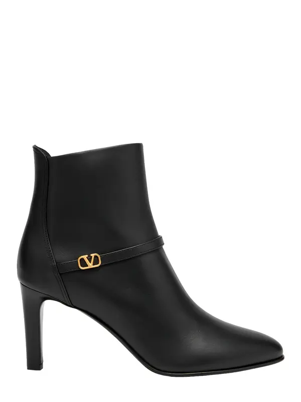Valentino Garavani 75 Vlogo Leather Ankle Boots - Black