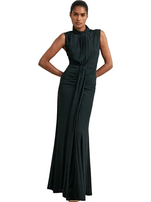 REISS Daniella Sheer Ruched Maxi Dress - Teal