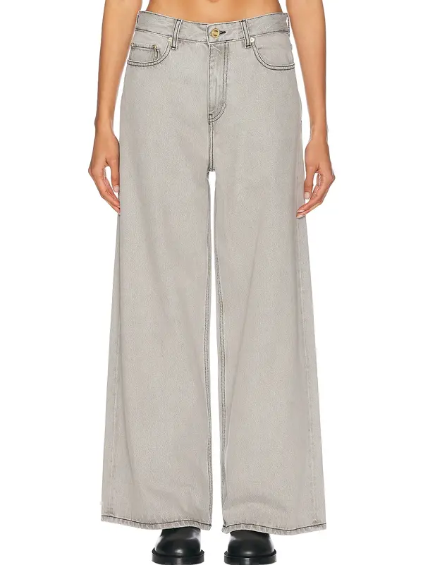 GANNI Wide-leg Jeans - Gray Quill