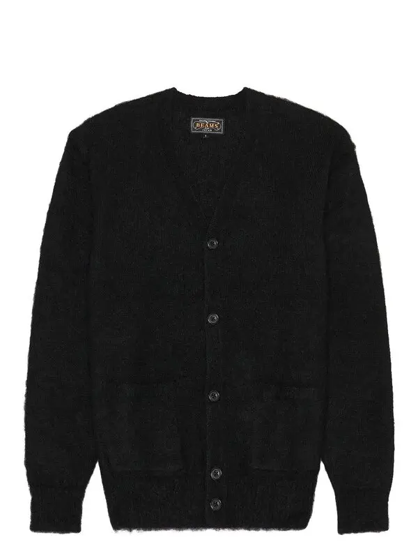BEAMS Stretch Mohair Cardigan - Black