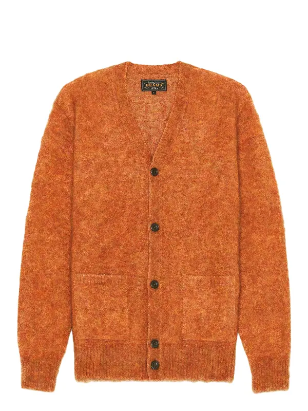 BEAMS Stretch Mohair Cardigan - Orange
