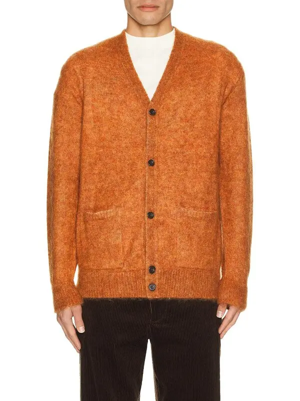 BEAMS Stretch Mohair Cardigan - Orange