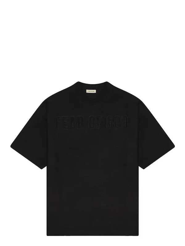 Fear Of God Boiled Wool Logo Patch Short Sleeve Tee - Black