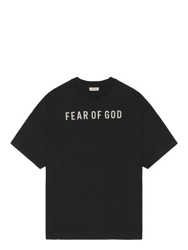 Fear Of God Short Sleeve Logo Grey Print Tee - Black
