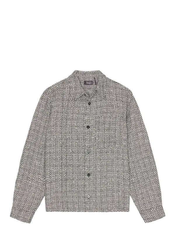 WAO Boucle Tweed Shirt Jacket In Black - Black & White