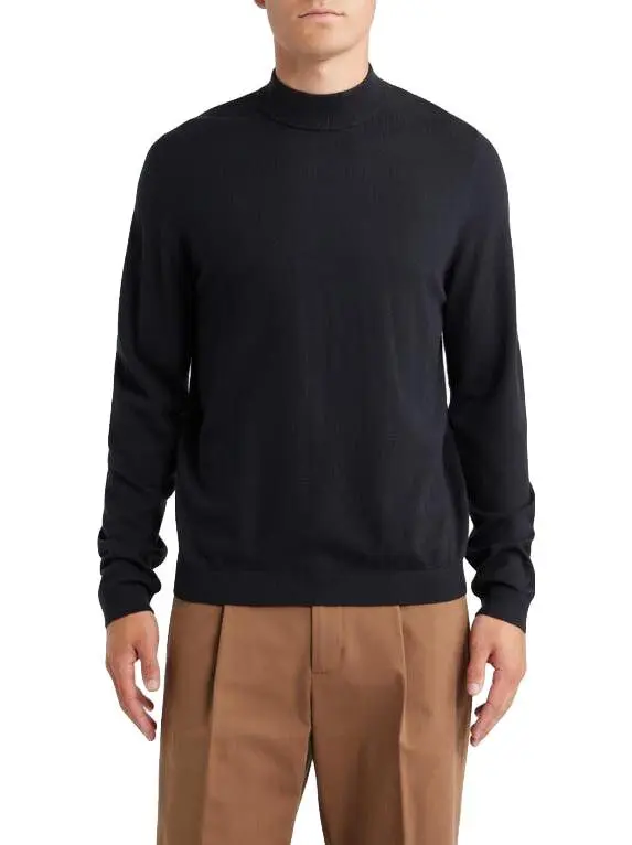 OPEN EDIT Solid Mock Neck Sweater - Black Caviar