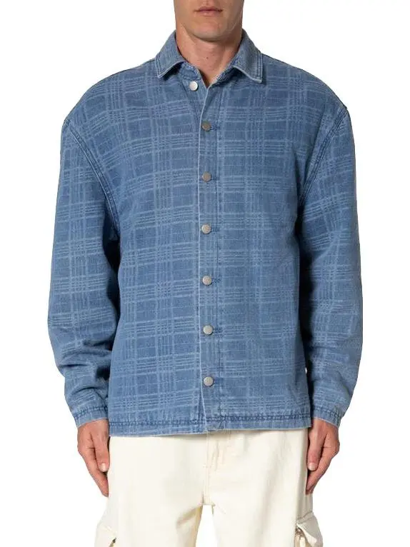 Mnml Jacquard Denim Shirt Jacket - Blue