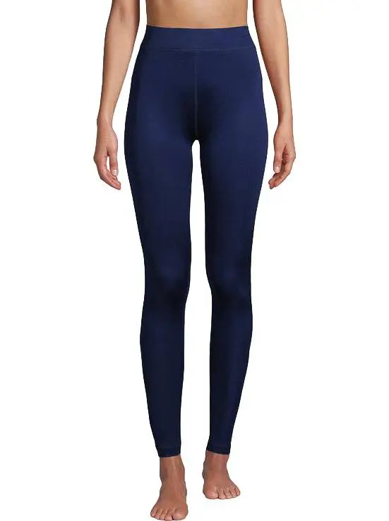 LANDS' END Silk Interlock Long Underwear Leggings Pants - Deep Sea Navy