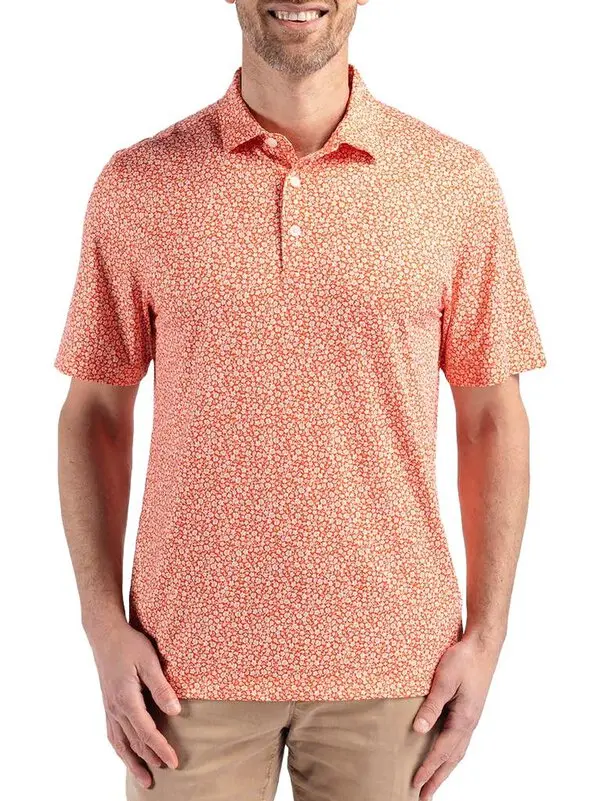 Cutter & Buck Pike Flora Print Polo - College Orange
