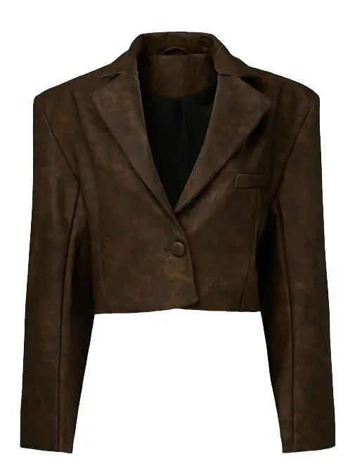 WeWoreWhat Patina Cropped Blazer - Brown