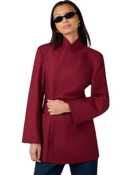 WeWoreWhat Hourglass Blazer Jacket - Dark Cherry