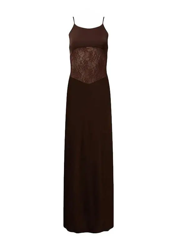 WeWoreWhat Lace Slip Maxi Dress - Brown