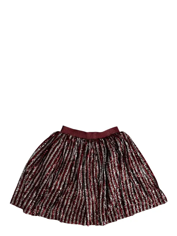 LOLA + THE BOYS Sequin Striped Skirt - Red