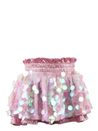 LOLA + THE BOYS Metallic Paillette Sequin Skort - Pink