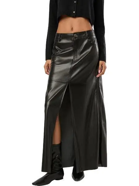 WeWoreWhat Vegan Leather Maxi Skirt - Black