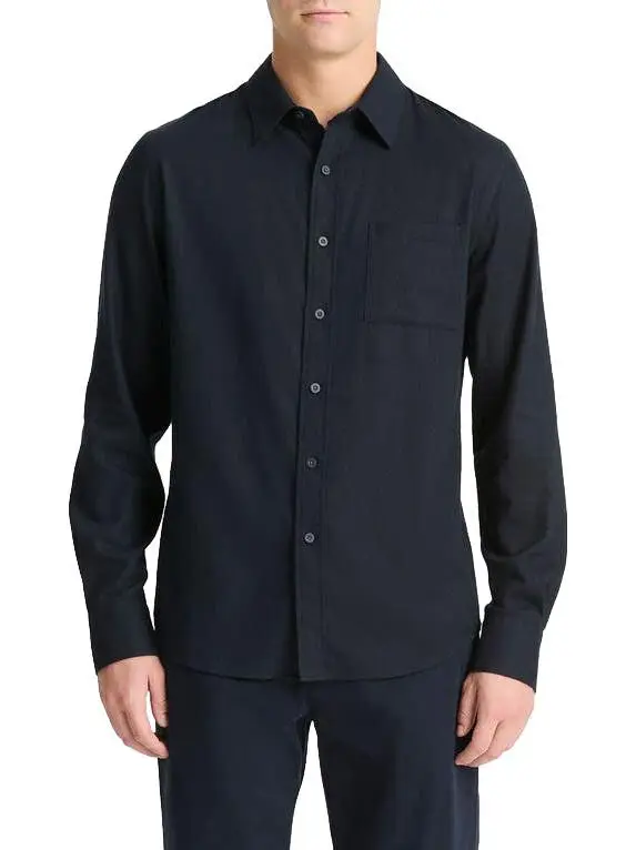 Vince Cotton & Wool Blend Twill Button-up Shirt - Coastal