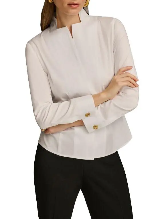 Donna Karan New York Stand Collar Button-up Shirt - White