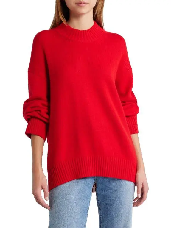 FRAME Cashmere Longline Sweater - True Red