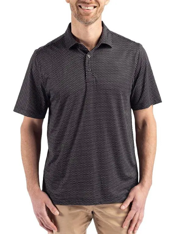 Cutter & Buck Pike Shadow Check Print Polo - Black