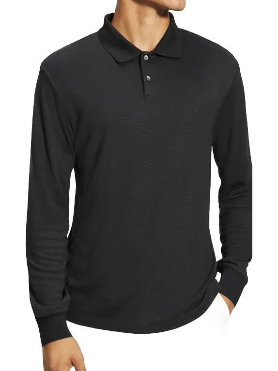 Theory Goris Anemone Milano Long Sleeve Polo - Black