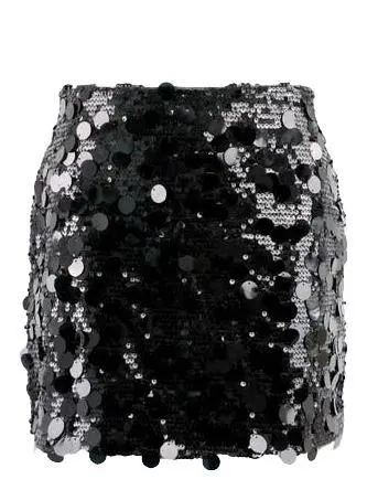 LOLA + THE BOYS Magic Paillette Mini Skirt - Black