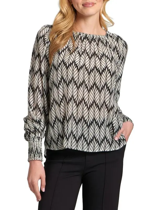 APNY Printed Long Sleeve Top - Black/white