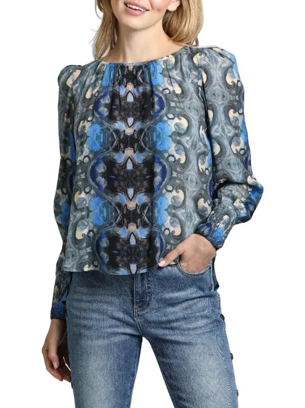 APNY Printed Long Sleeve Top - Blue Multi