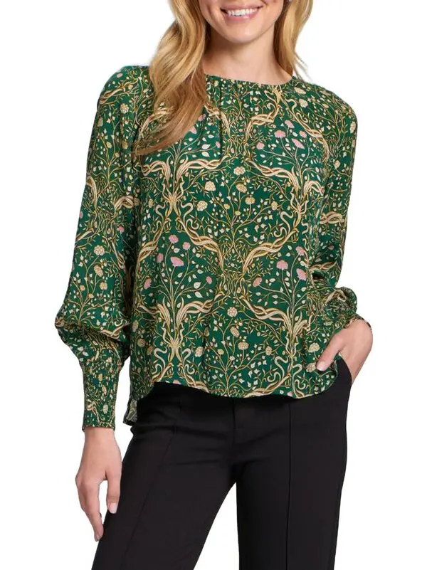 APNY Printed Long Sleeve Top - Forest Green