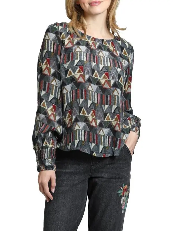 APNY Printed Long Sleeve Top - Grey Multi