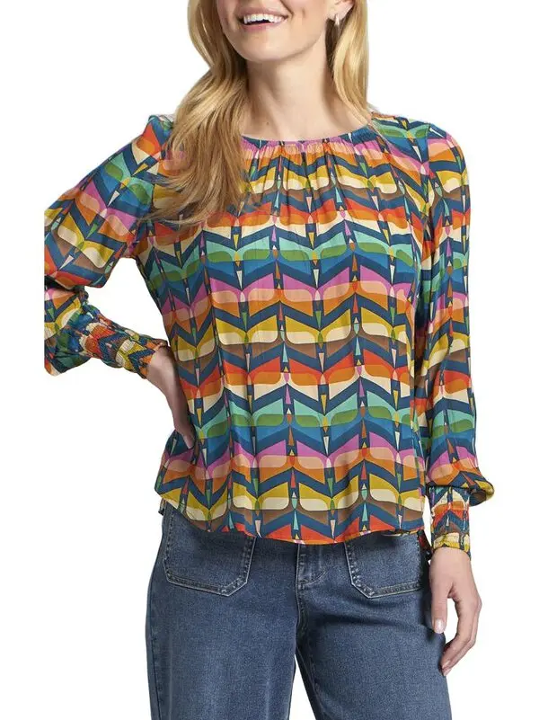 APNY Printed Long Sleeve Top - Navy Multi