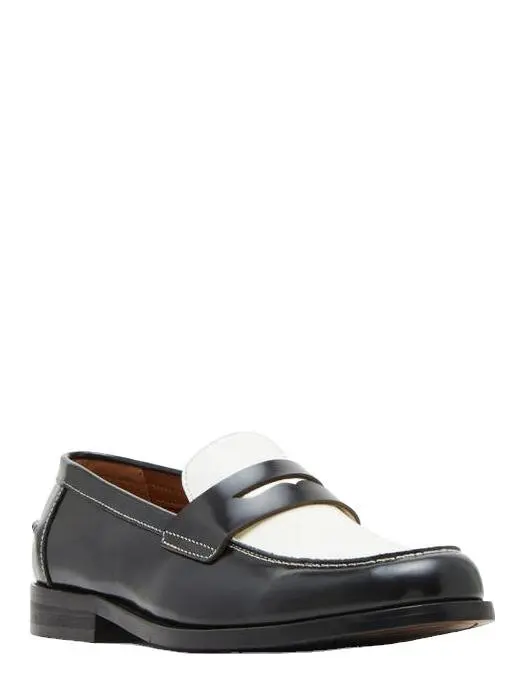 Steve Madden Natan Leather Loafer - Black/whit