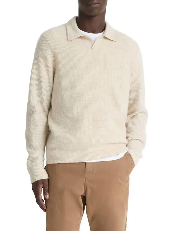 Vince Thermal Knit Boiled Cashmere Sweater - H Runyon/bone