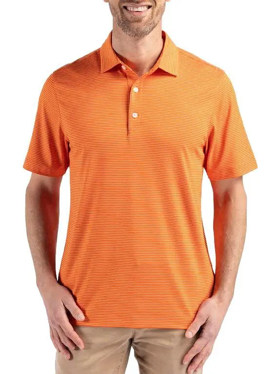Cutter & Buck Forge Fine Line Stripe Recycled Blend Polo - College Orange/white