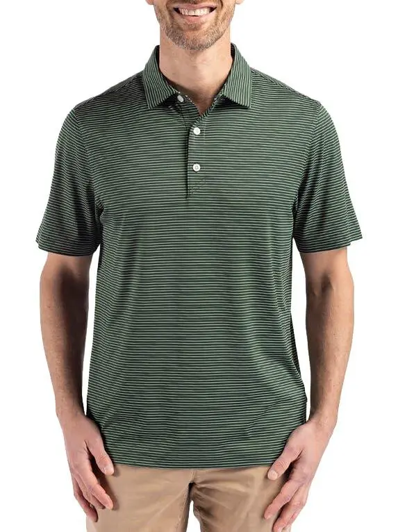 Cutter & Buck Forge Fine Line Stripe Recycled Blend Polo - Hunter/white